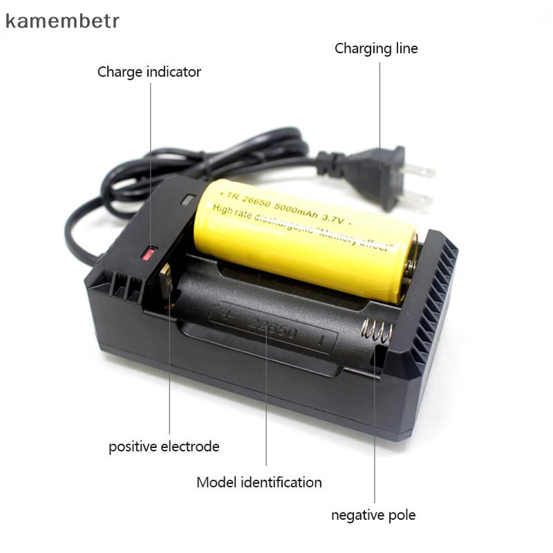 ka 26650 Charger Li-ion 18650 Dual Slot Charger With Cable Flashlight ...