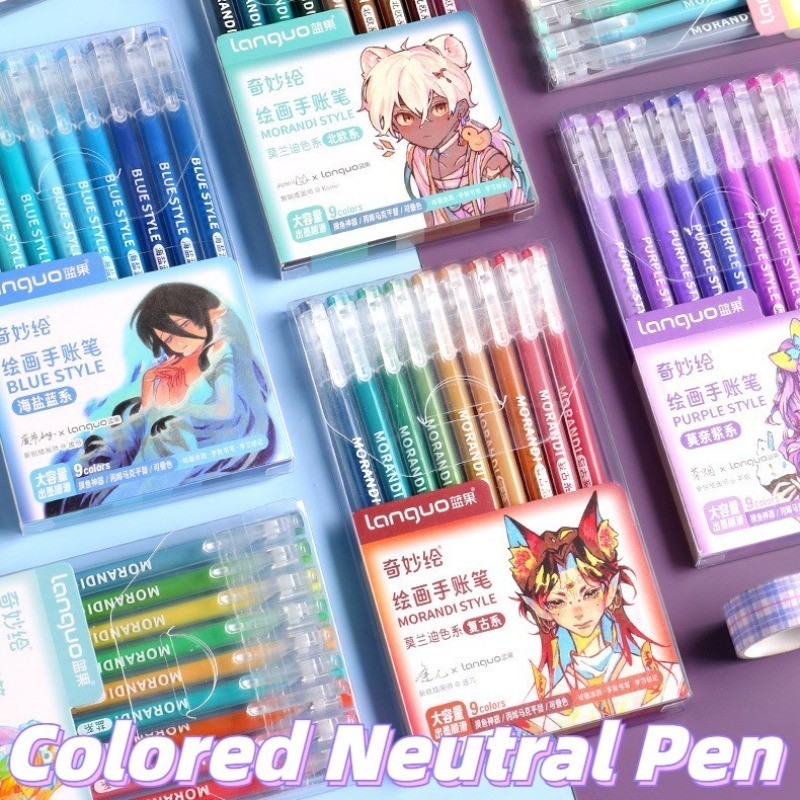 9Colors Sketch Drawing Color Markers Gel Pen Refill Pastel Neon Marker ...