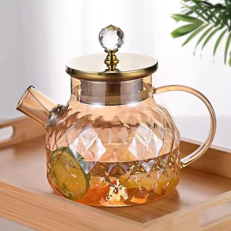 Glass Teapot , Glass Teapots with Bamboo Lid, Teapot for Loose Leaf and ...
