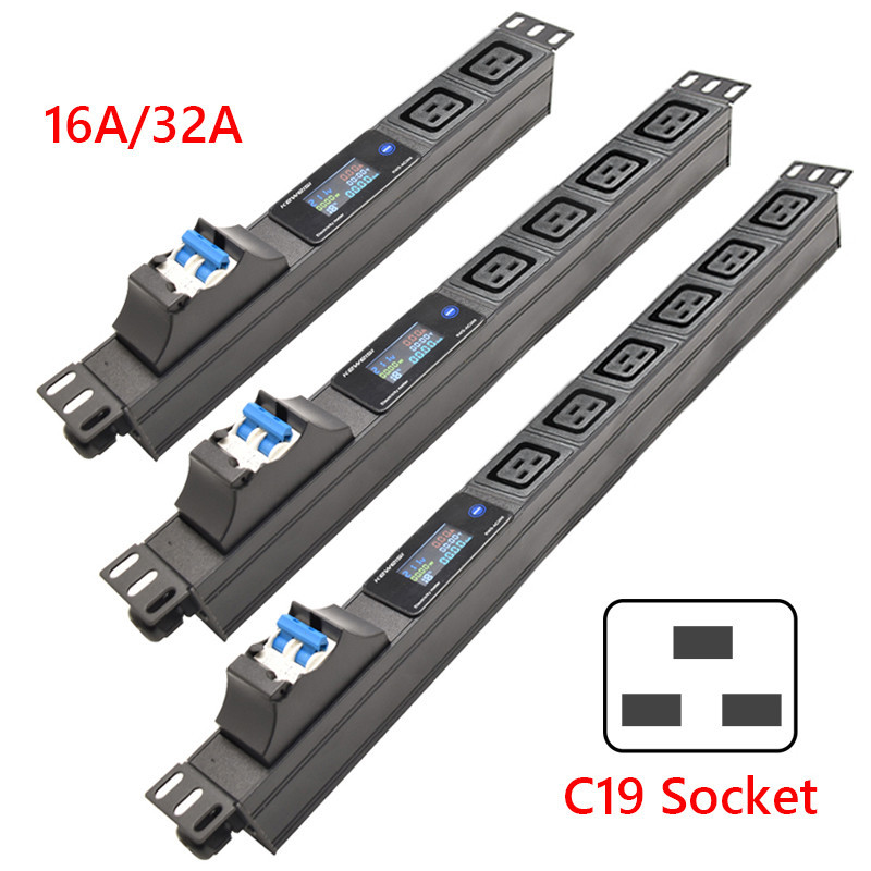 Multifunctional digital display watch with air switch PDU power distribution unit IEC C19 socket ...