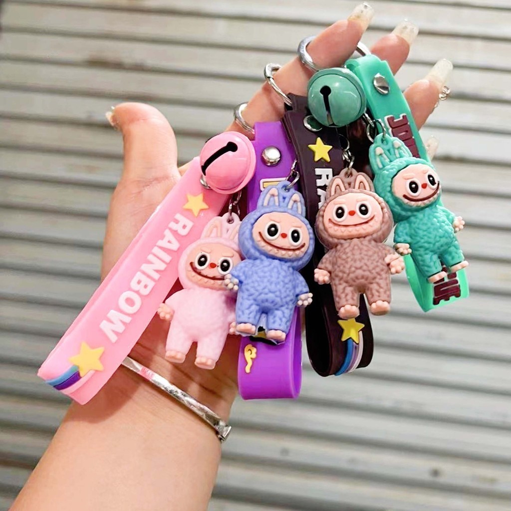 POP MART Labubu The Monsters Vinyl Plush Doll Keychain Etciting Macaron ...