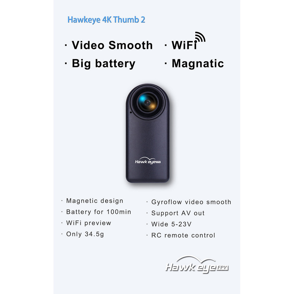 Hawkeye 4K Thumb Cam 2 Kit FPV Camera HD 12MP NTSC/PAL FOV170 with ...