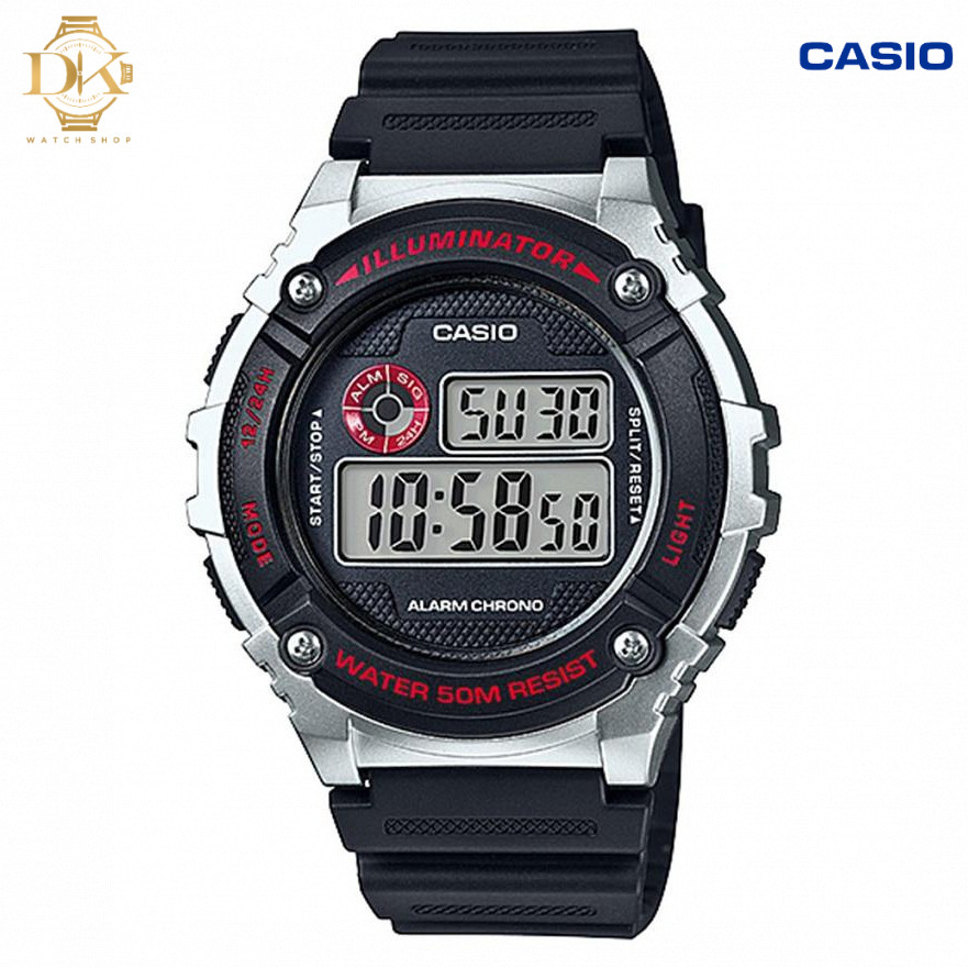 Casio Watch for Men's W-216H-1C Black Rubber Strap 50m Digital | Shopee Philippines