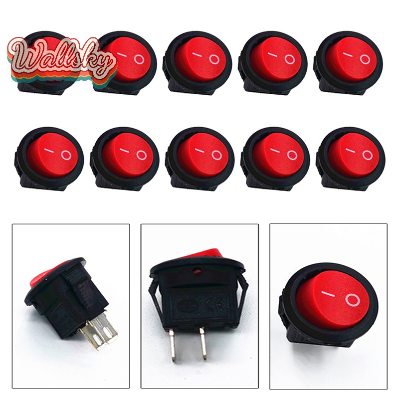 Wallsky> 10pcs KCD11 Diameter Small Round Boat Rocker Switches Black ...