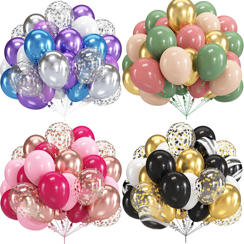 20pcs/set Chrome Rose Gold Confetti Balloons Set Rose Pink Latex Balloon Birthday Baby Shower ...