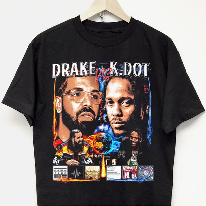 Kendrick Lamar Vs Drake T-Shirt Vtg Rap Tee Tupac Kanye J Cole Y2K ...