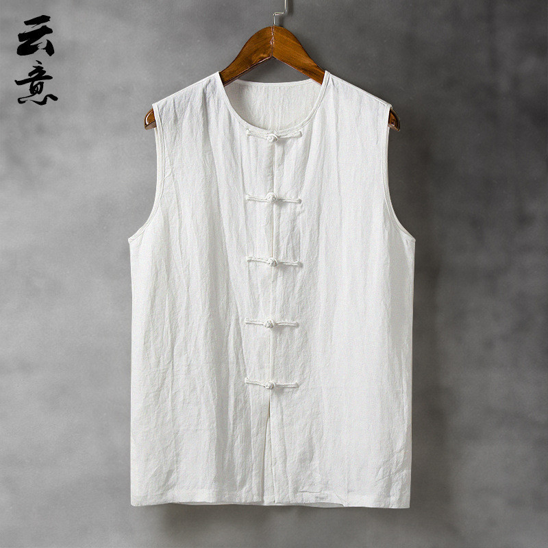 Ethnic Style Japanese Retro Tang Suit Vest Round Neck Waistcoat Vest ...