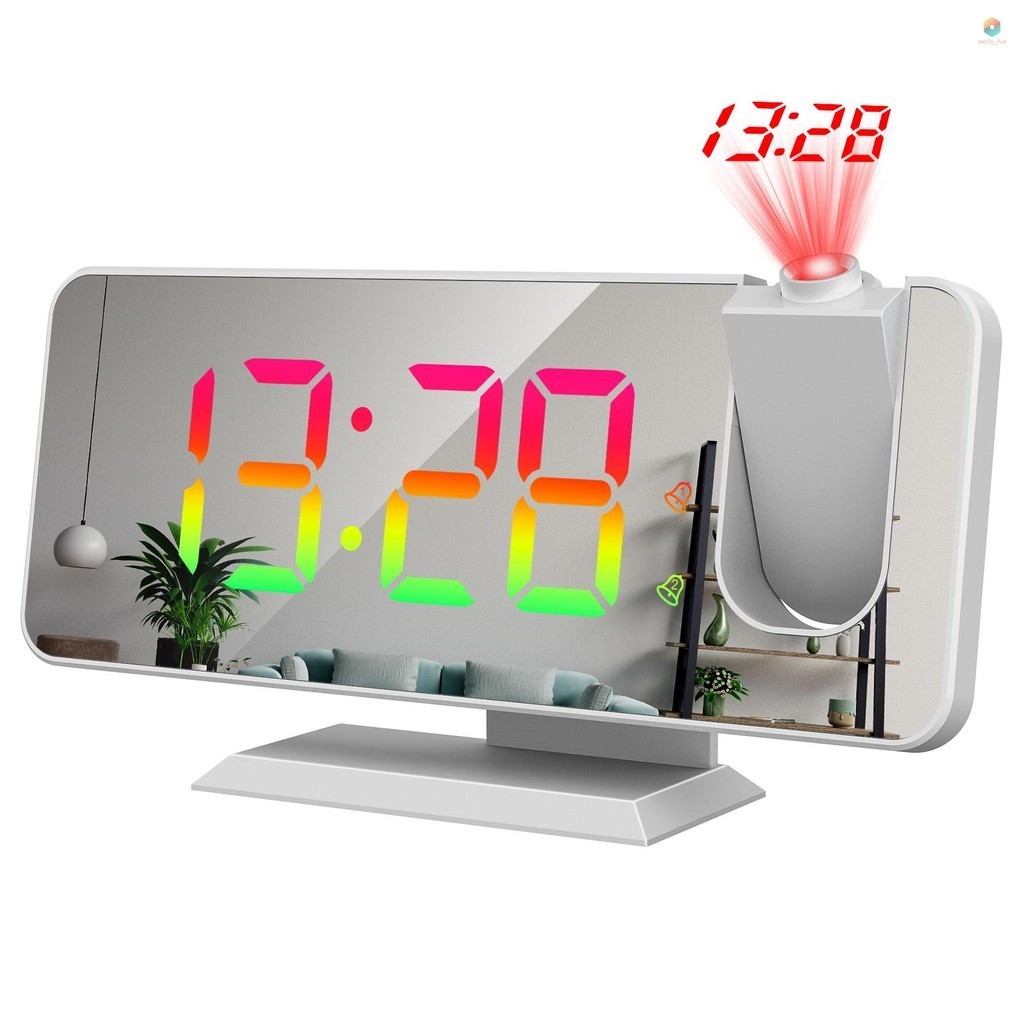 swmf Digital 180°Projection Alarm Clock with Dynamic RGB Light ...