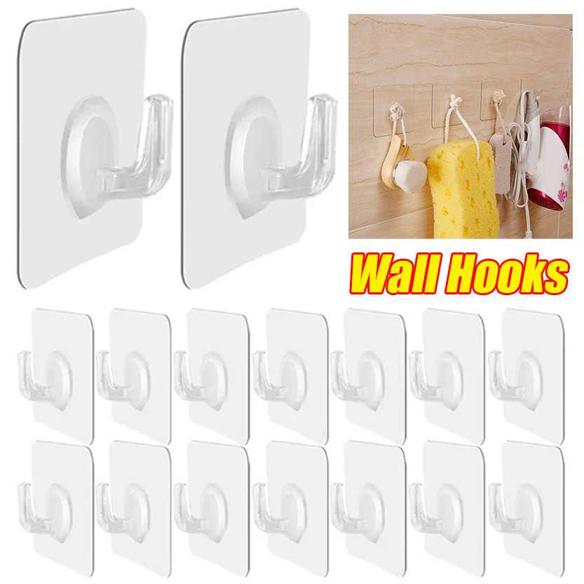 Transparent Self-adhesive Wall Hook / Multi-Purpose No Trace Waterproof ...