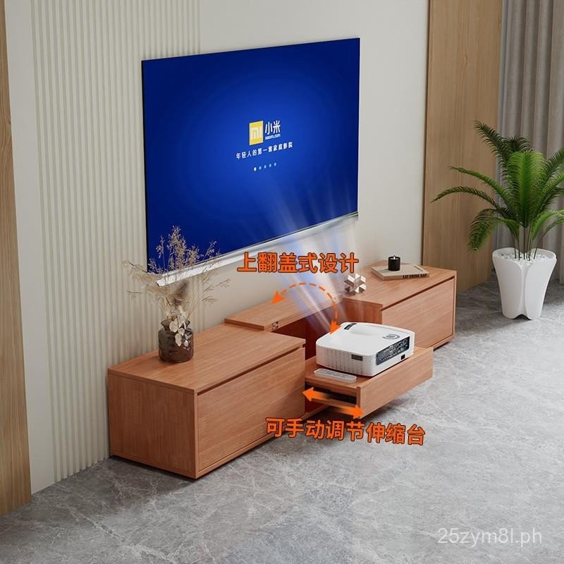 Solid Wood Short Throw Laser TV Cabinet with Extendable Stand for Home ...