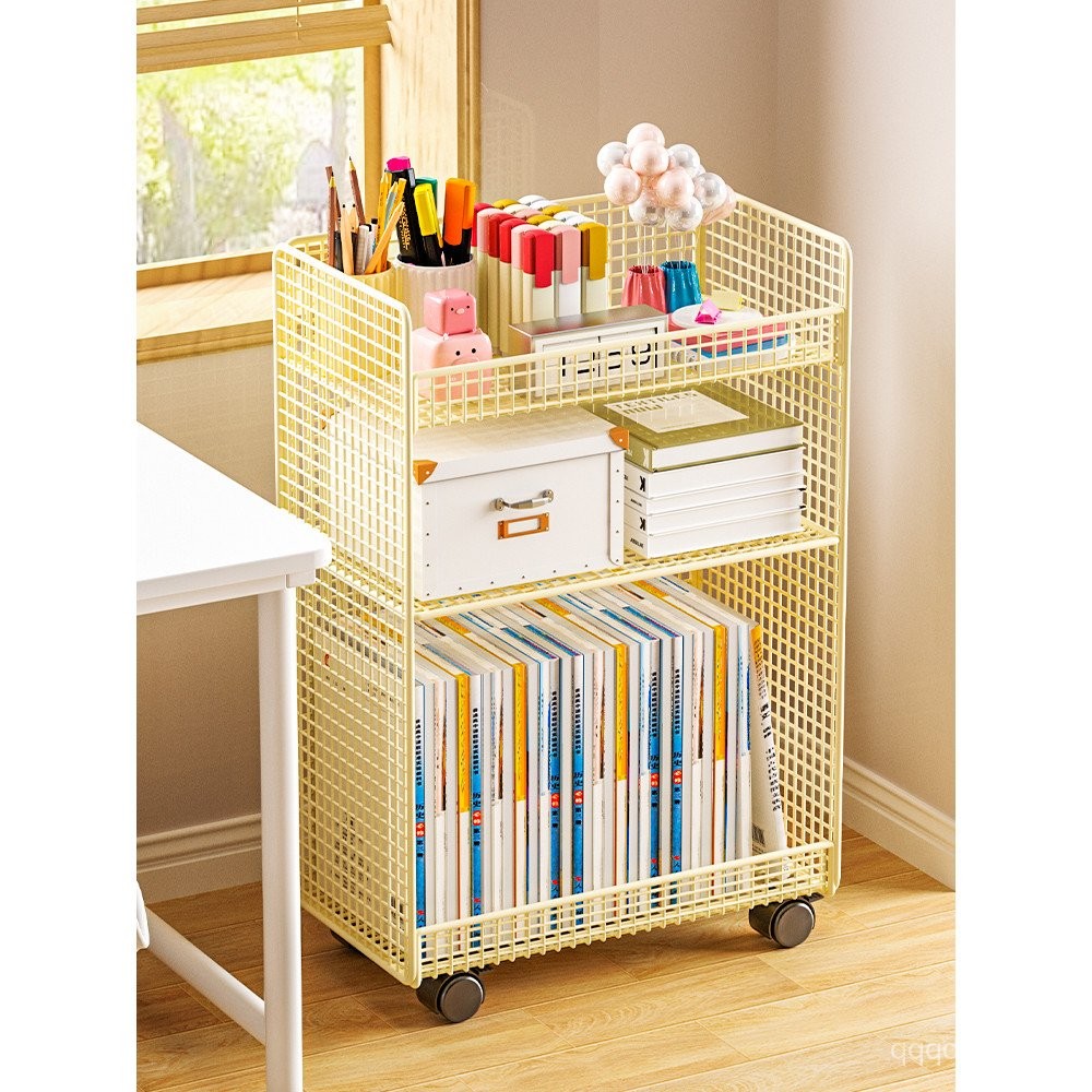 Under-Desk Storage Rack, Movable Floor Office Desk Side Small Bookshelf ...