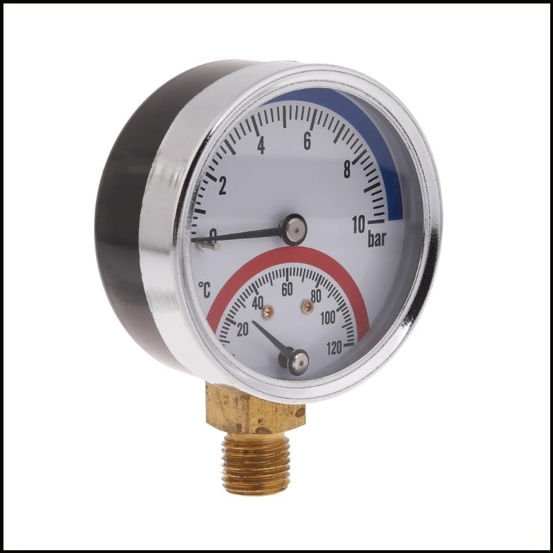 RUN 0-10Bar 0-120℃ Thermal Pressure Gauge Metal 1 4 NPT Thermo-manometer Precisions | Shopee ...