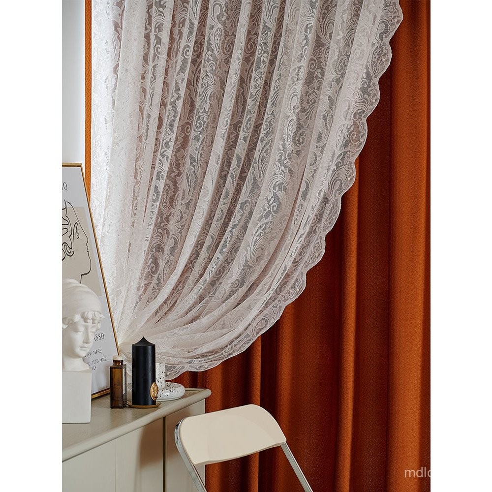Magic Tape Curtain French Romantic White Lace Sheer Curtain for Living ...