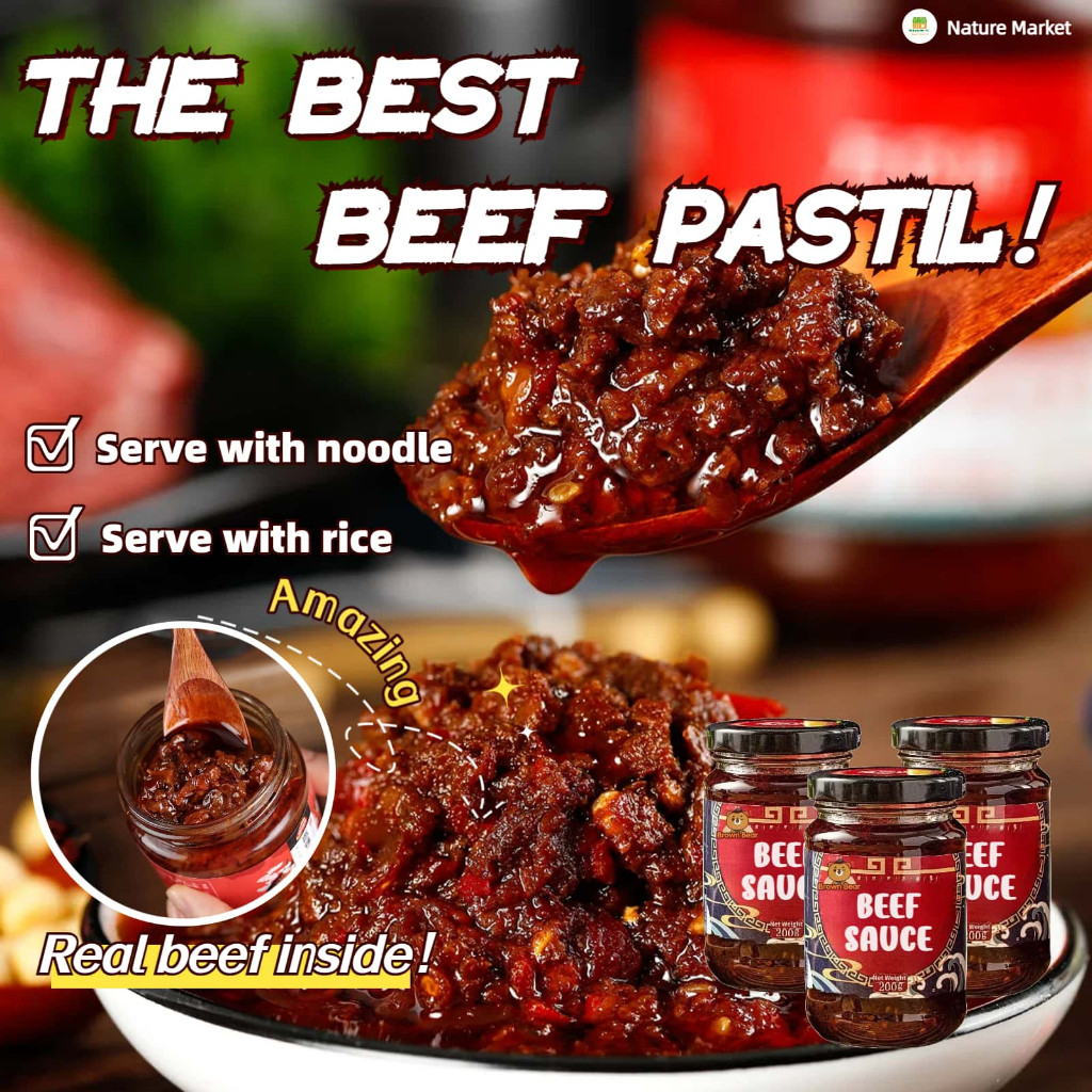 Rice partner sauce Spicy beef pastil Beef tapa in a jar Vegetarian ...