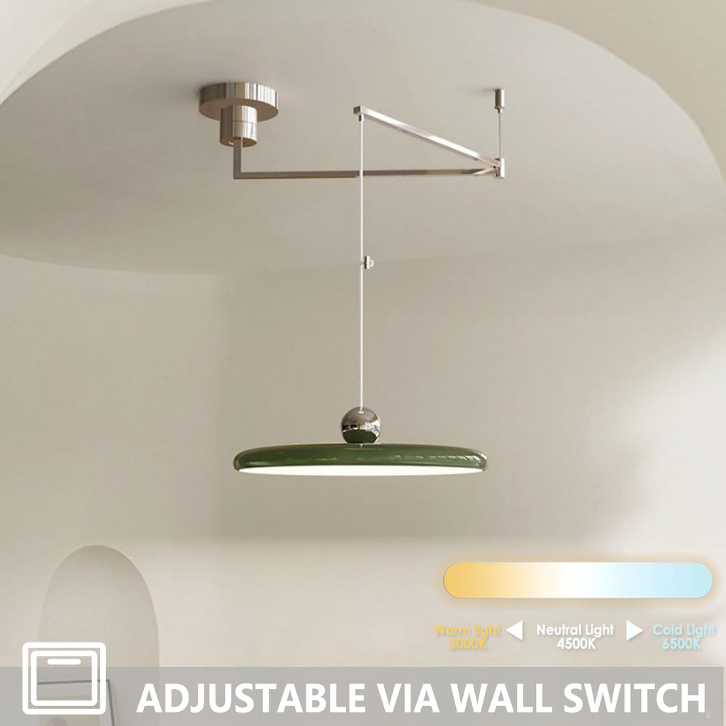 Mid- Century Modern Retractable Pendant Light French Cream-style ...
