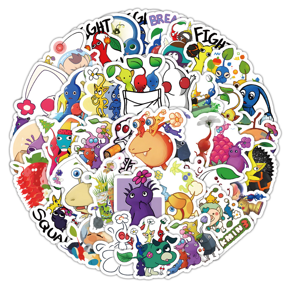 100PCS Cute Plant Pikmin Doodle Stickers - Adventure-Themed Decals for ...