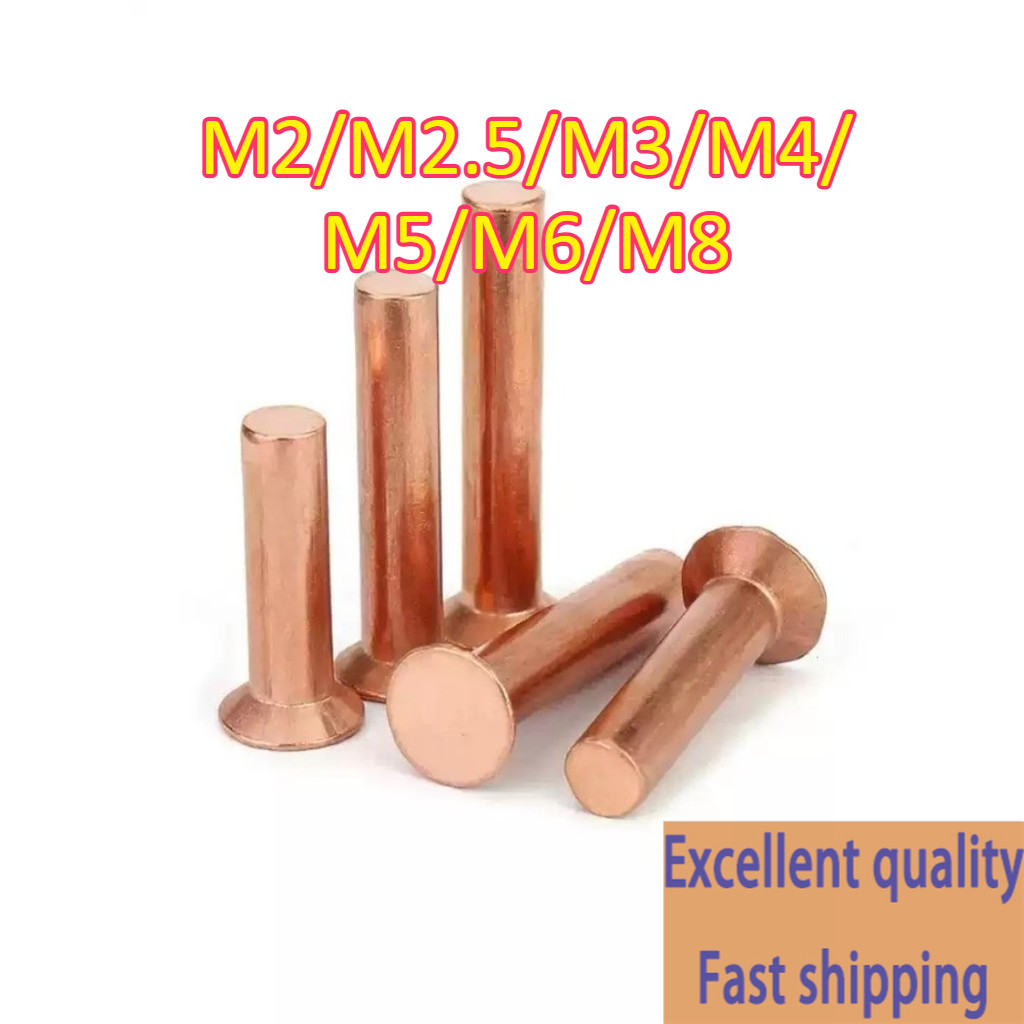 Red Copper Countersunk Head Rivet Flat Cap Knock-On Flat Cone Head M2 ...
