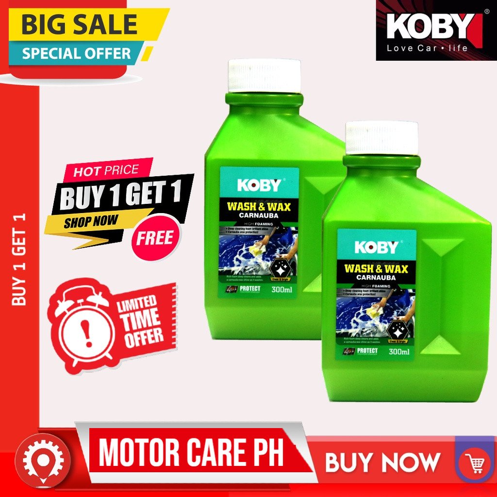 【BUY 1 GET 1】KOBY Wash and Wax Carnauba 300ml | Car and Motorcycle ...