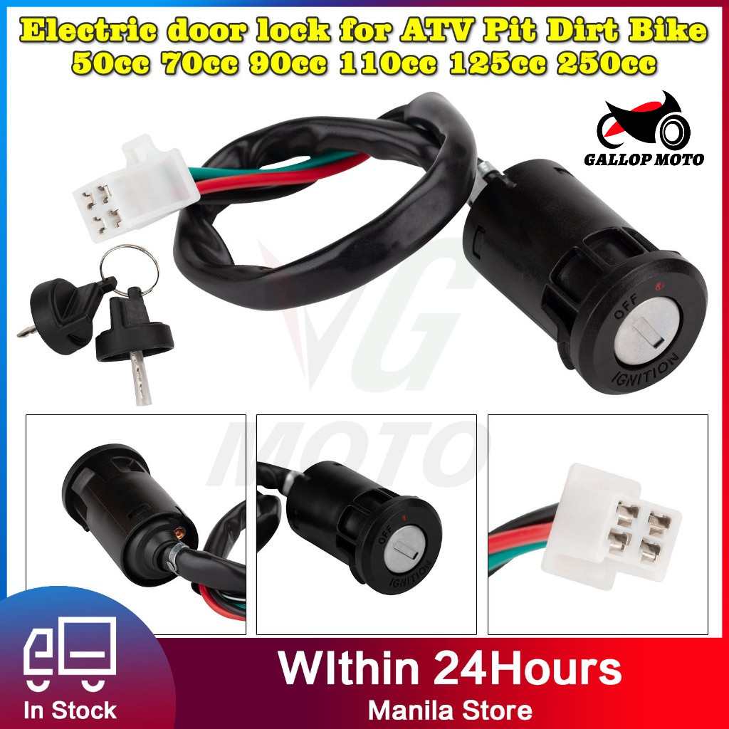 Universal Motorcycle Ignition Key Switch 4 Wires for 50cc 70cc 90cc ...