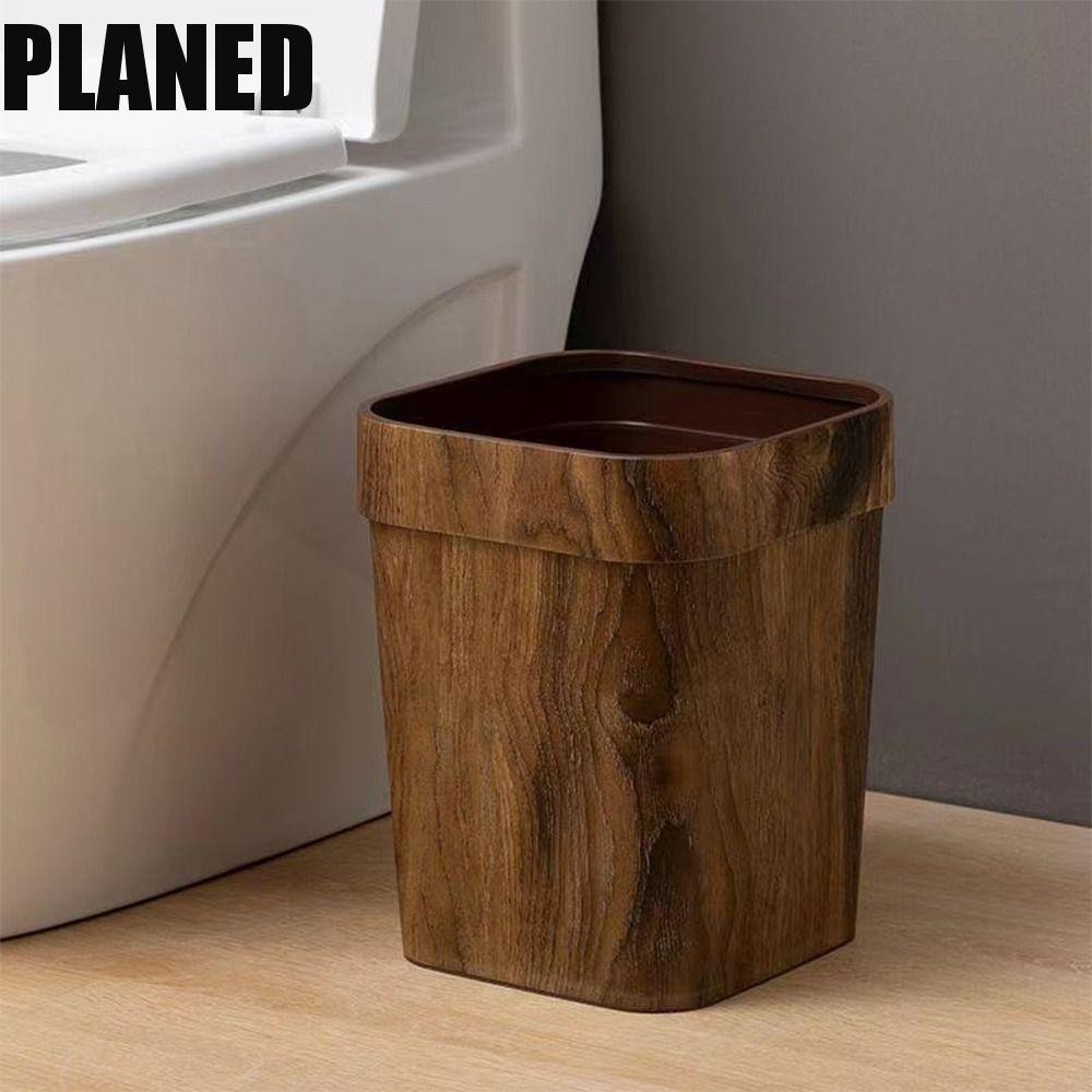 PLANED Trash Can, Plastic Square Toilet Paper Basket, Pressing Ring ...