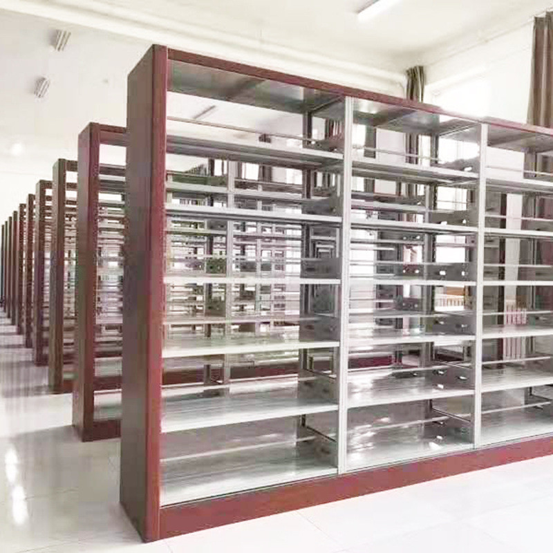 Steel and Wood Bookshelf Library Bookshelf School Single and Double ...