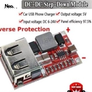 USB Mini 5V 3A Input DC 6-24V Step Down Buck Converter Charger Module ...
