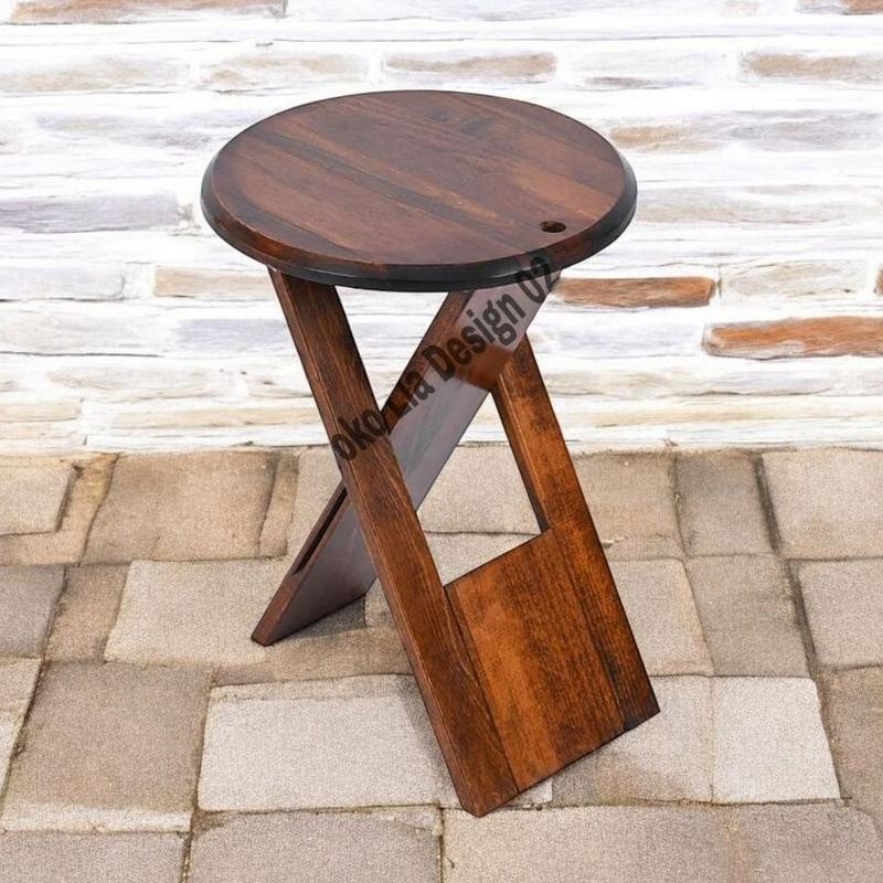 Solid Teak Wood Round Folding Chair Unique Minimalist Leisure Chair ...