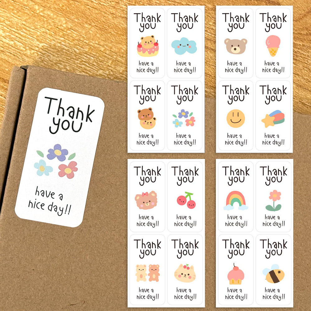 100Pcs Cute Thank You Stickers Baking Cake Box DIY Sealing Label ...