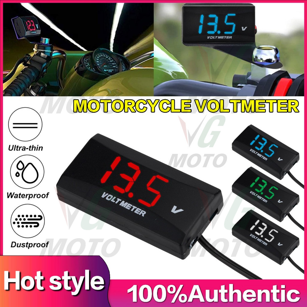 Motorcycle Digital Voltmeter 12V Waterproof Battery LED Voltmeter with ...