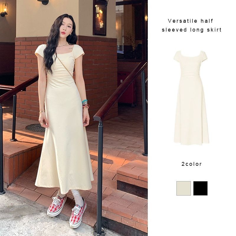 Versatile Half Sleeved Long Dress Slim Fitting Hips Wrapped Dress ...