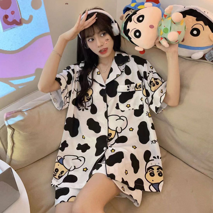 Plus Fat Plus Size sleepwear for woman Loose Cow Crayon Shin-Chan Short ...
