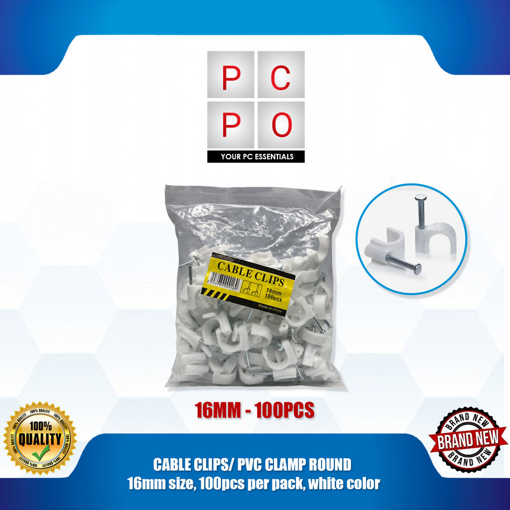 GG+Cable Clips/ PVC Clamp round, 16mm size, 100pcs per pack, white ...
