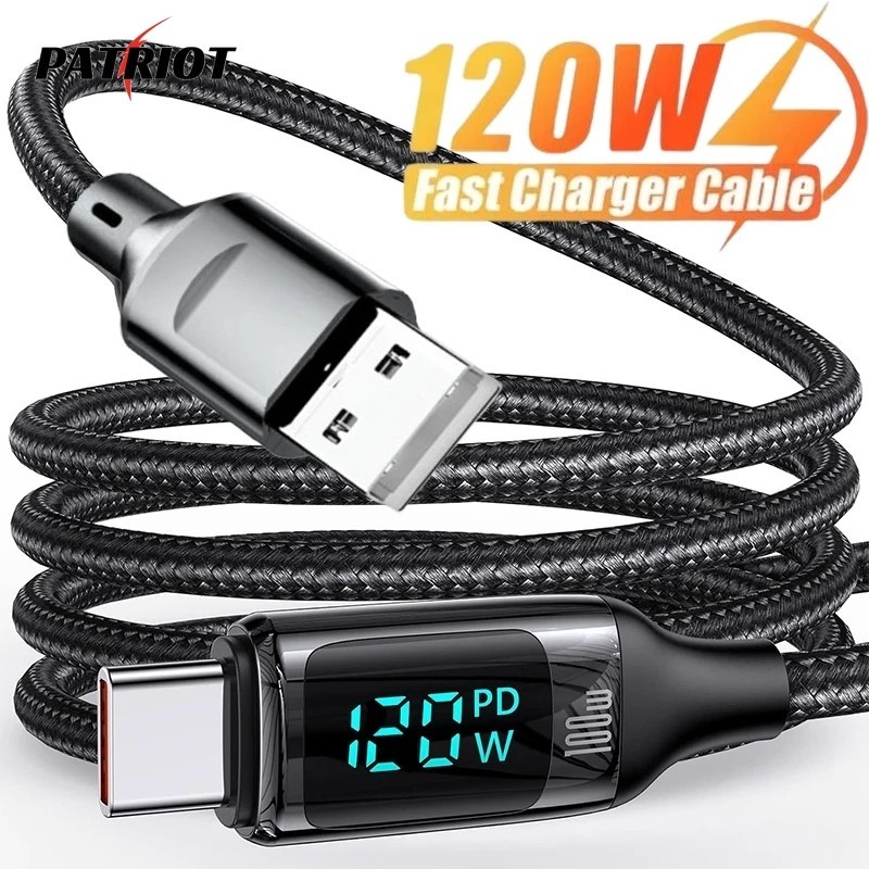 120W LED Digital Display Fast Charging Cord - 1M 2M Mobile Phone Data ...