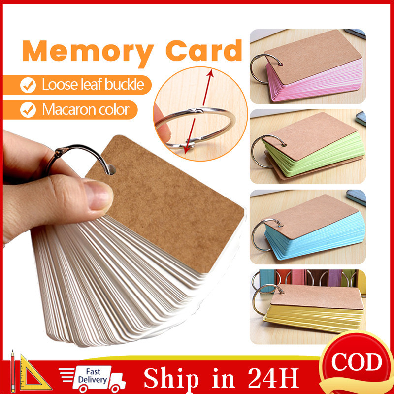 50 Sheets Kraft Paper Binder Ring Flip Cards Easy Study Memo Pads Loose ...