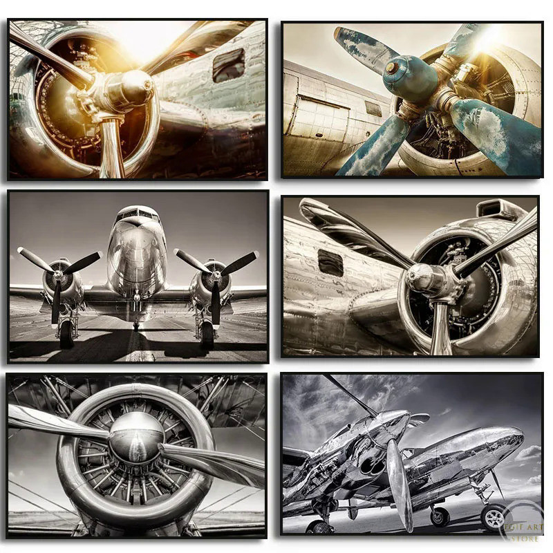 Aircraft Propeller Poster Wall Art Modern Aviation Combat Canvas ...