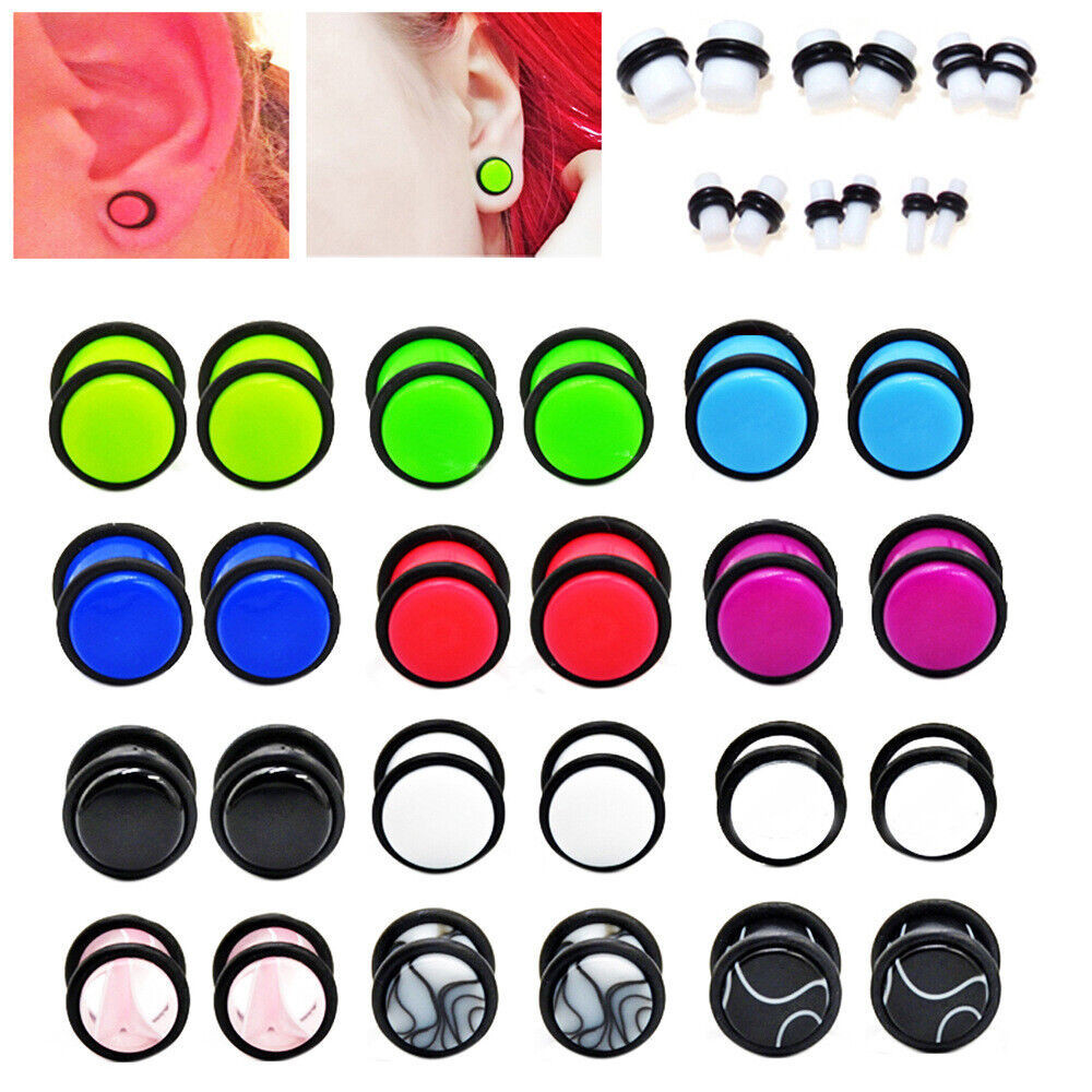 1 Pair Acrylic Saddle Plug Ear Flesh Tunnels Plug Lobe Stretchers ...