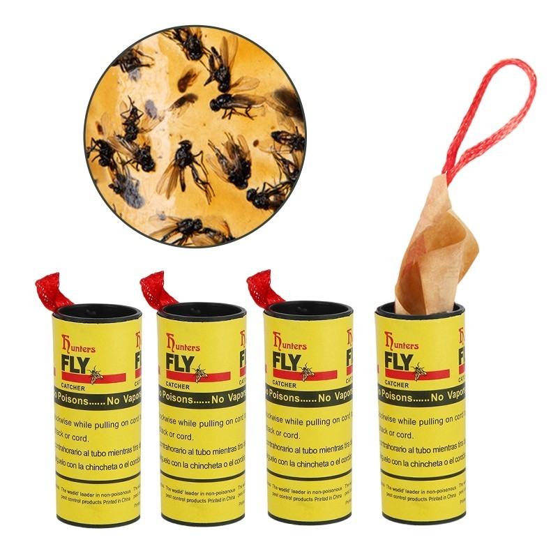 4/8/12/16PCS Sticky Flies Roll Hanging Yellow Mosquito Stick Board Trap ...