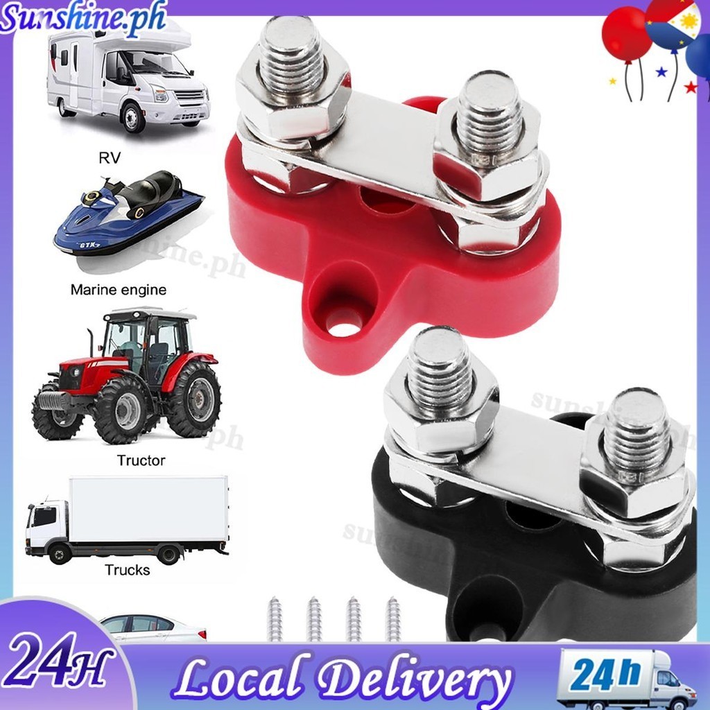 2Pcs Bus Bar Terminal Block 5/16inch M8 DC 48V Power Junction Block Power Distribution Block ...