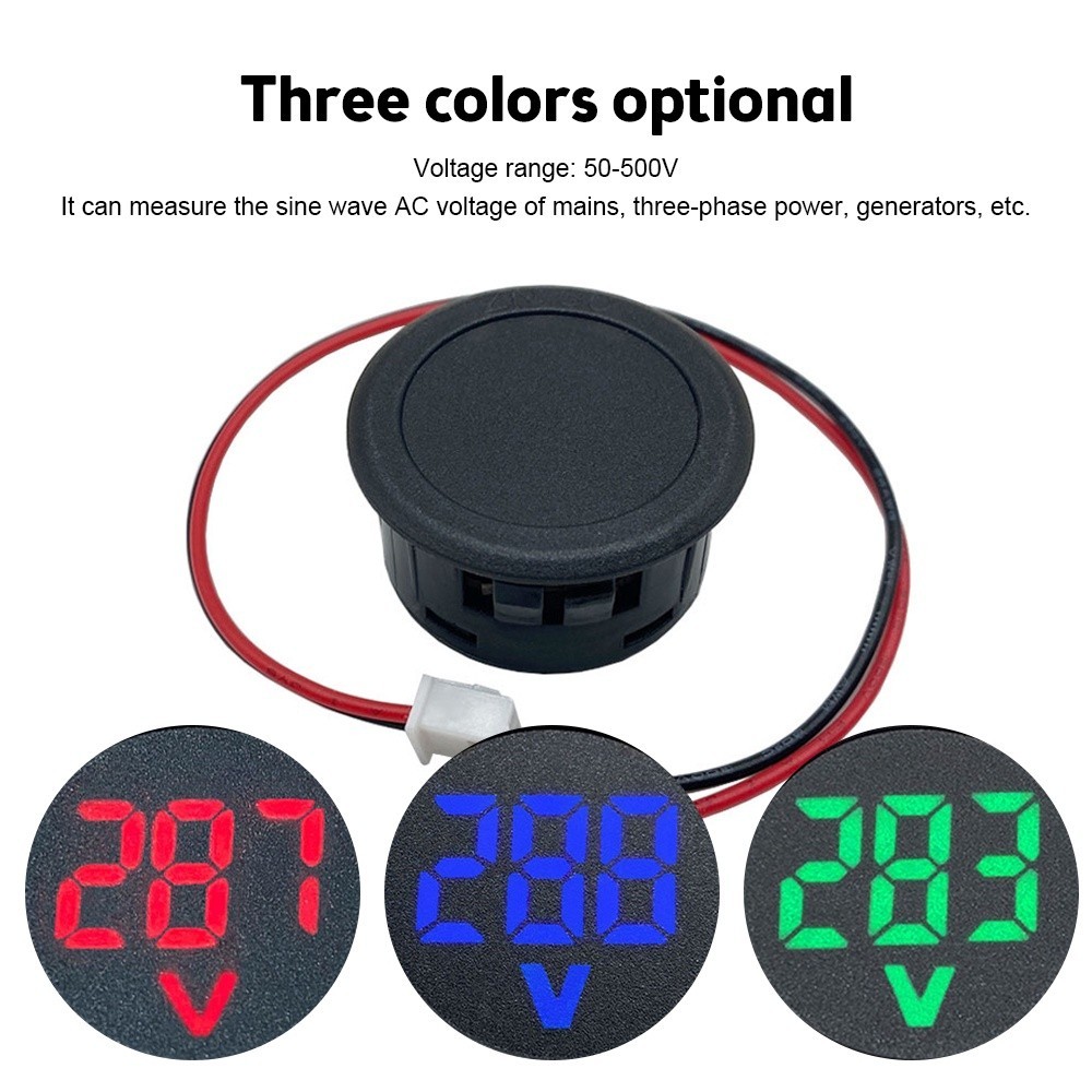 AC50-500V LED Digital Display Round Two-wire Voltmeter DC Digital Car ...