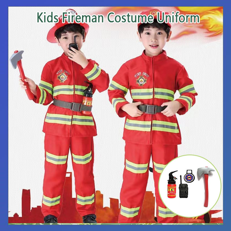 Fireman Costumes For Kids Sam Firefighter Firetruck Career Uniform Work ...