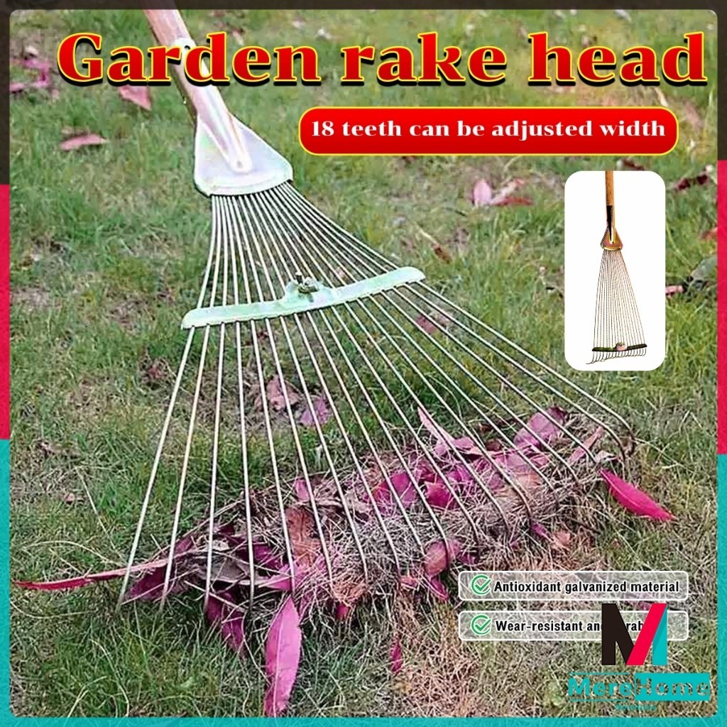MereHome Adjustable Grass Rake Head Portable Cleaning Tool Garden Tools ...