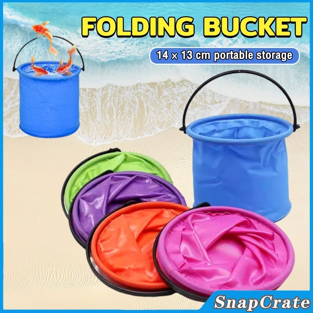 Snap Foldable Barrel Portable Catch Fish Bucket Water Bucket | Shopee ...