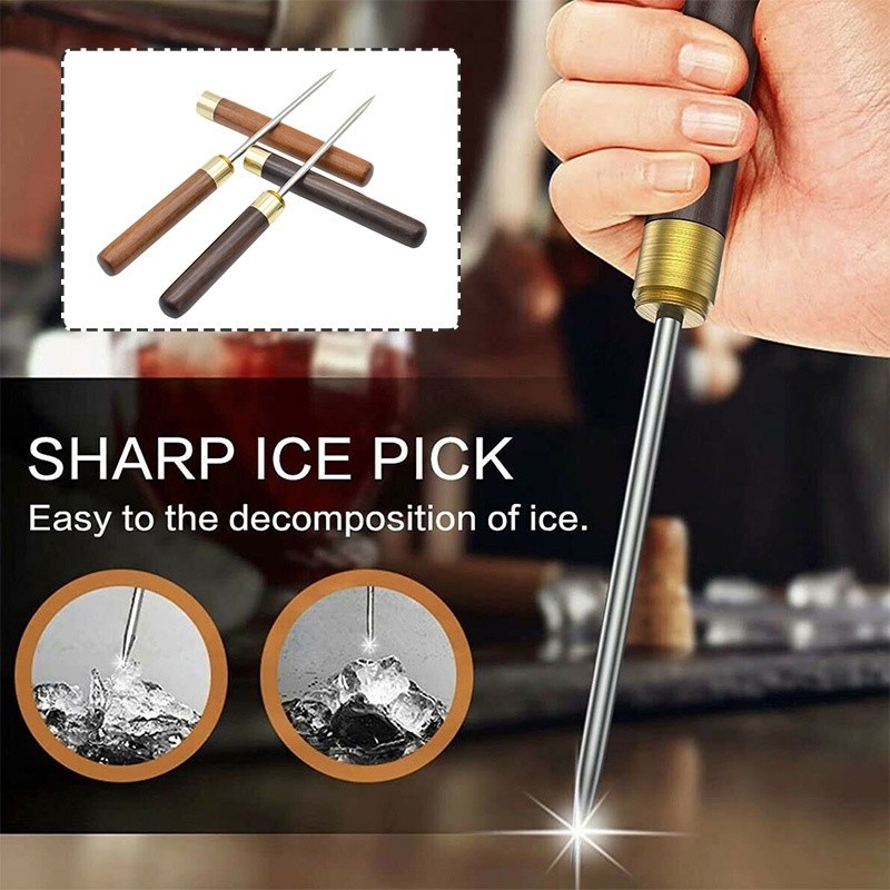 Ice Pick Stainless Steel with Wooden Handle and Sheath Hygiene Safe ...