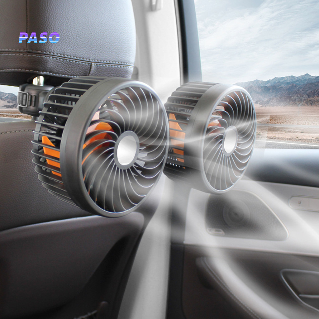 PAM-5V/12V/24V Double-headed Car Fan 3-speed Adjustable 360 Degree ...