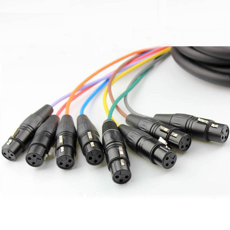 2 4 6 8 Channel 3 Pin XLR Snake Cable Male to Female Extension Audio ...