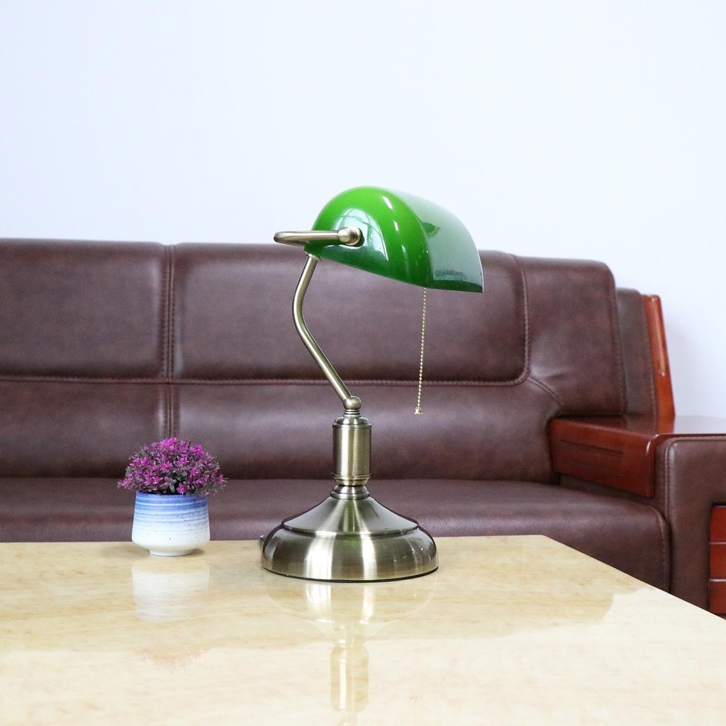 [blesiya21] Traditional Banker Desk Lamp Reading Glass Shade Fixture ...