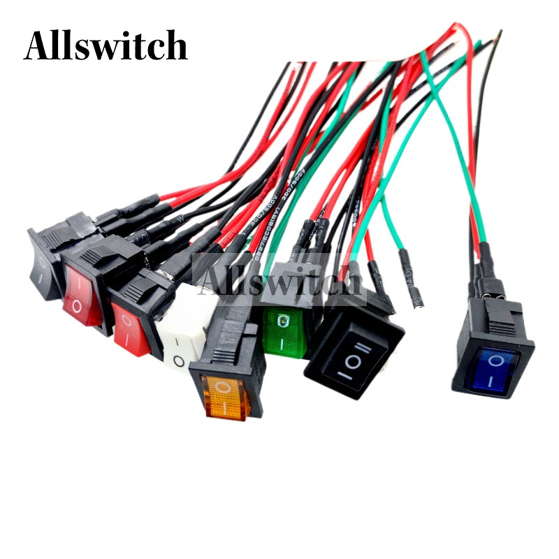 2Pcs KCD1 Power Rocker Switch with Wire 15cm 6A 250V 15x21mm | Shopee ...