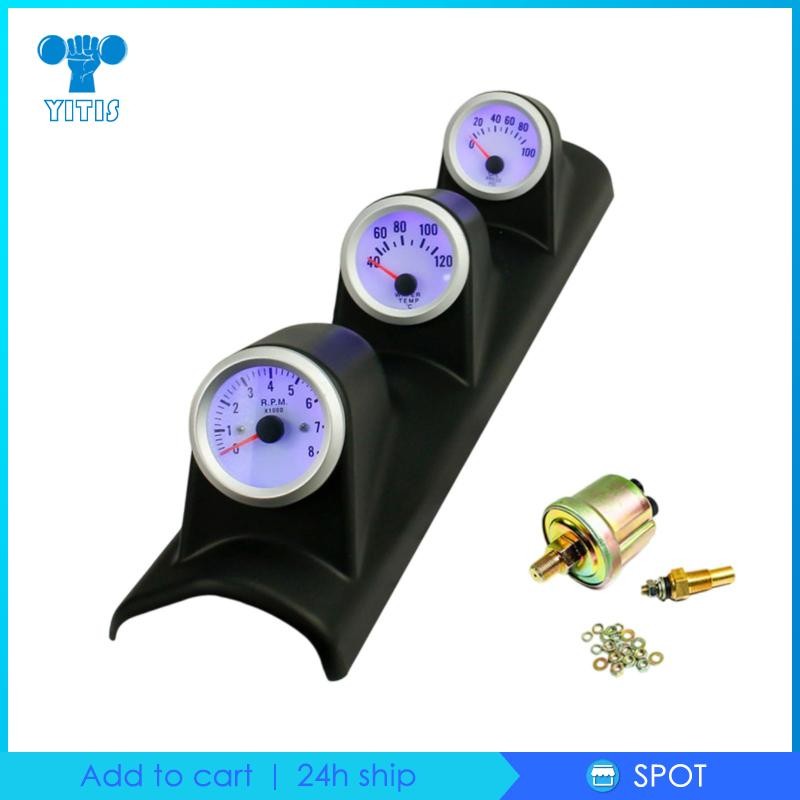 [Yitis] Instrument Cluster for 12V Cars Sturdy High Oil Pressure Gauge ...