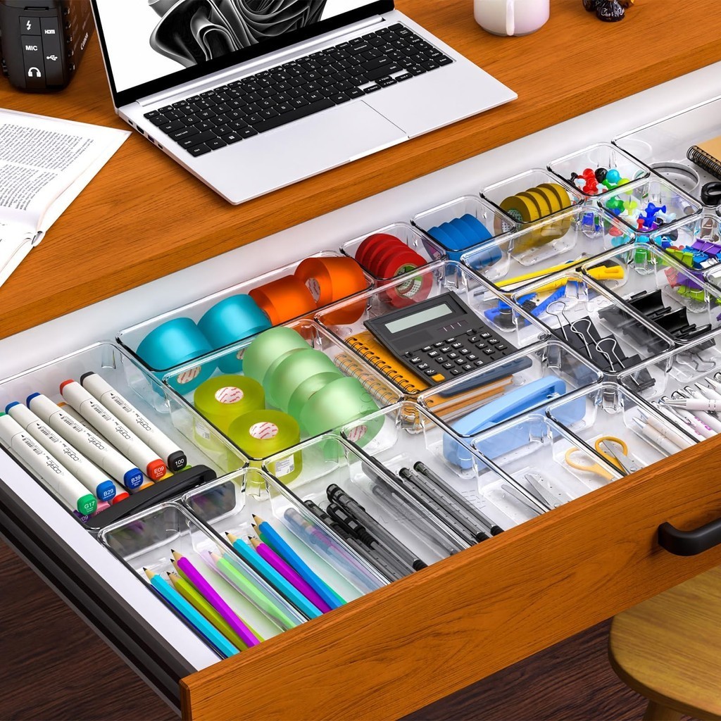 Transparent Drawer Organizer Kitchen Storage Box Desk Trays Container ...