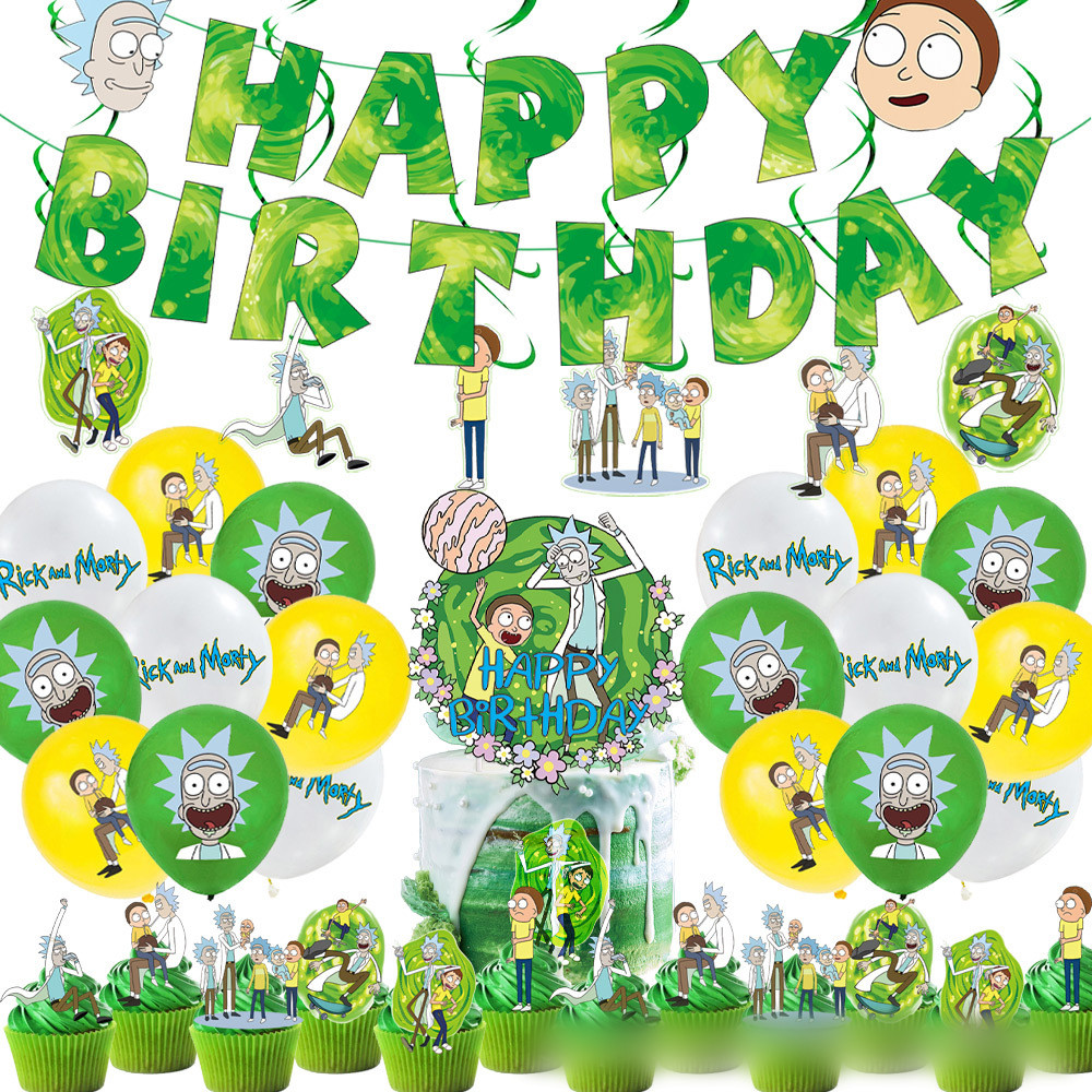 JX1 Rick and Morty Theme kids birthday party decorations banner cake ...